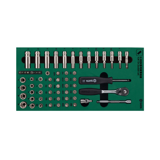 63Pc. 1/4" Dr. Socket Tray Set